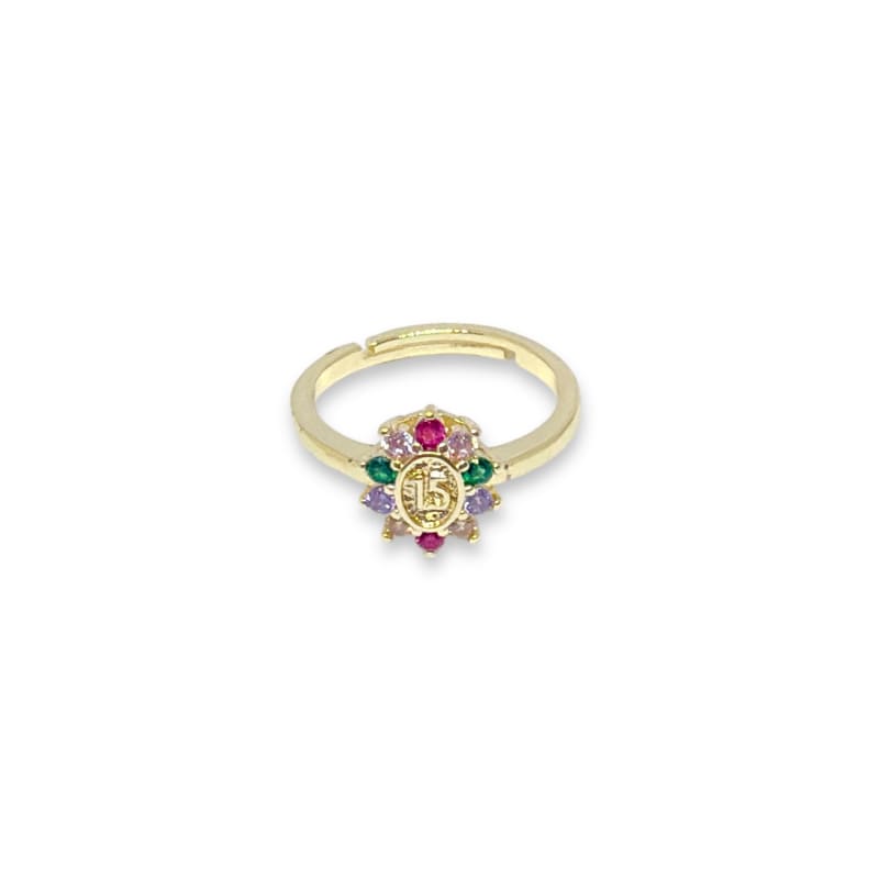 15 años multicolor open size gold plated ring – Raf Rossi Gold Plated