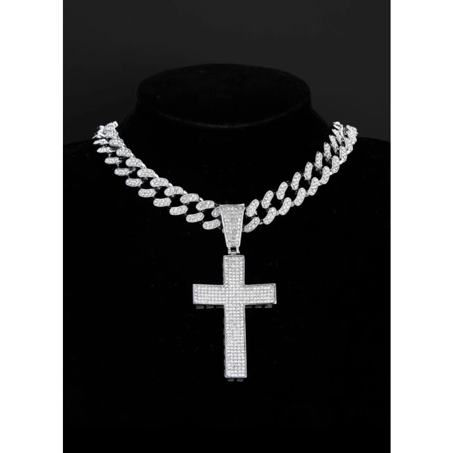 Ice rhinestones cuban link cross pendant chain necklace – Raf Rossi ...
