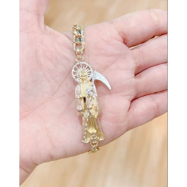 Santa muerte grim reaper gold layered bracelet – Raf Rossi Gold Plated