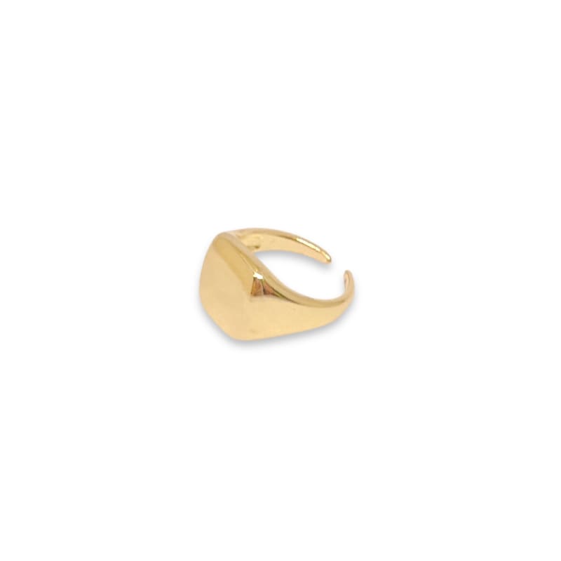Squared flat signet open size gold plated ring – Raf Rossi Gold Plated