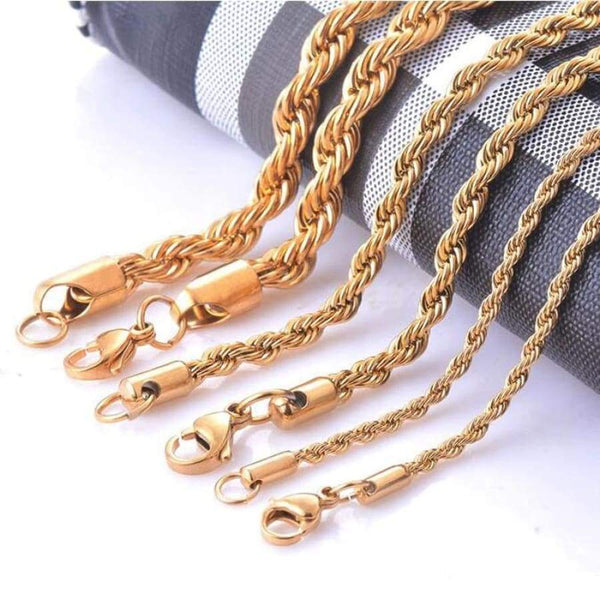 3mm rope chain 18kts of gold plated – Raf Rossi Gold Plated