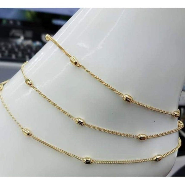 Dotted triple chains anklet 18k of gold plated – Raf Rossi Gold Plated