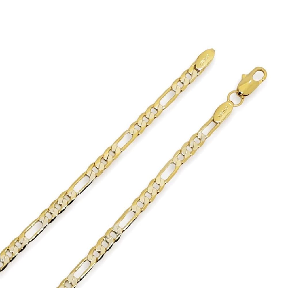 Figaro-cuban link silver and gold plated bracelet 4mm – Raf Rossi Gold ...