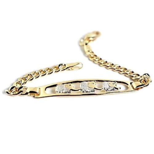 Three silver elephants curb link bracelet 18kts of gold – Raf Rossi ...